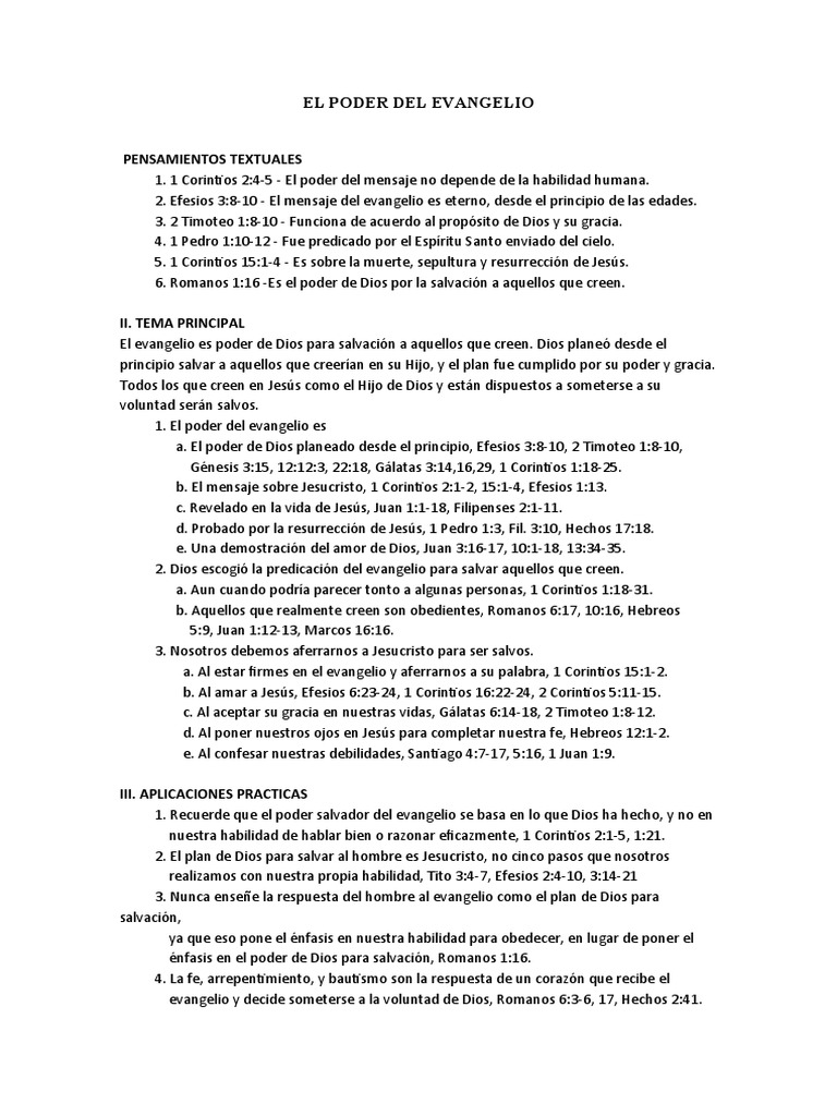 El Poder Del Evangelio | PDF | Jesús | Salvación