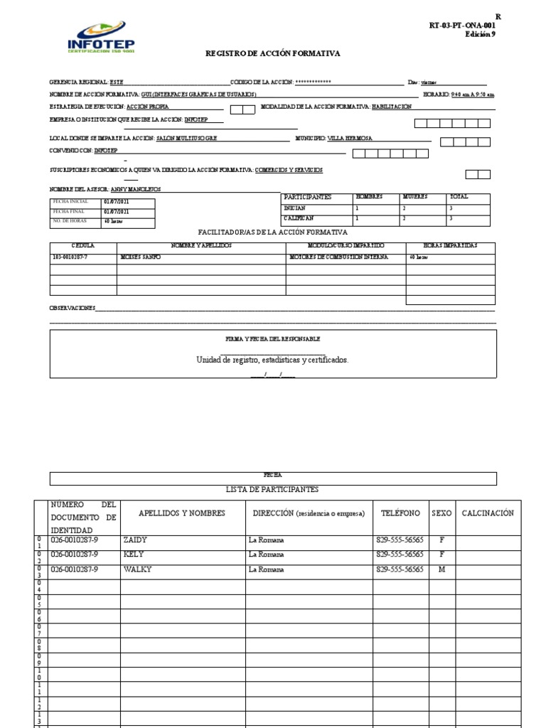 Registro de Acción Formativa | PDF | Informática y tecnología de la información | Science