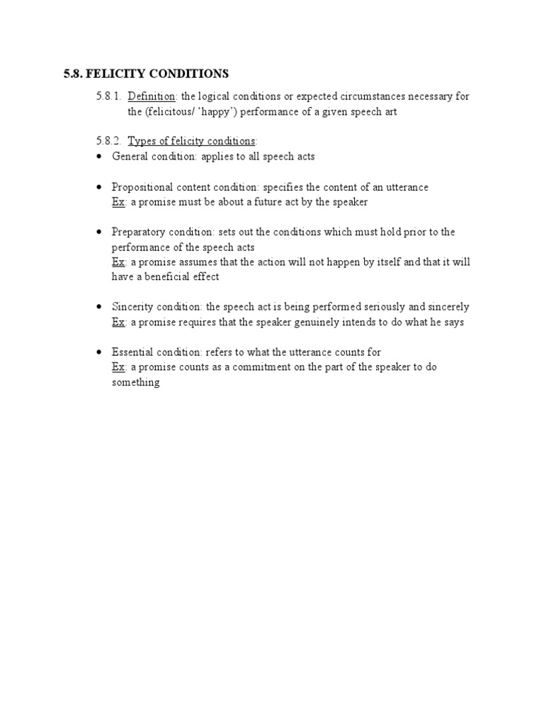 Understanding Felicity Conditions in Speech Acts | PDF | Career ...
