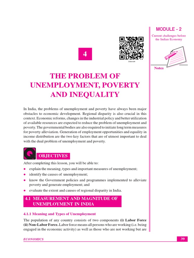 The Problem of Unemployment, Poverty and Inequality: Module - 2 ...
