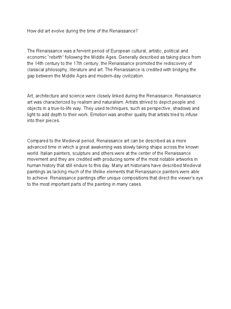 How Did Art Evolve During The Time of The Renaissance | PDF | Classics