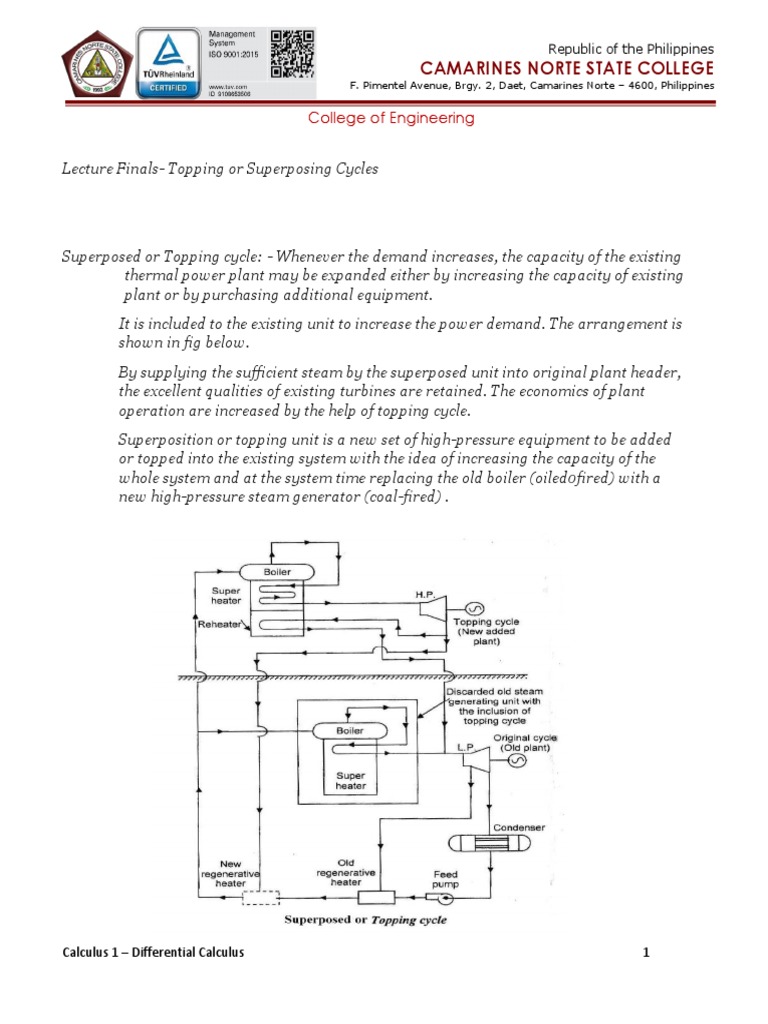 Lecture 01 Topping Cycle | PDF | Steam | Boiler