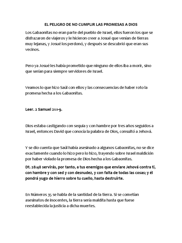 El Peligro de No Cumplir Las Promesas A Dios | PDF | Saulo | Biblia