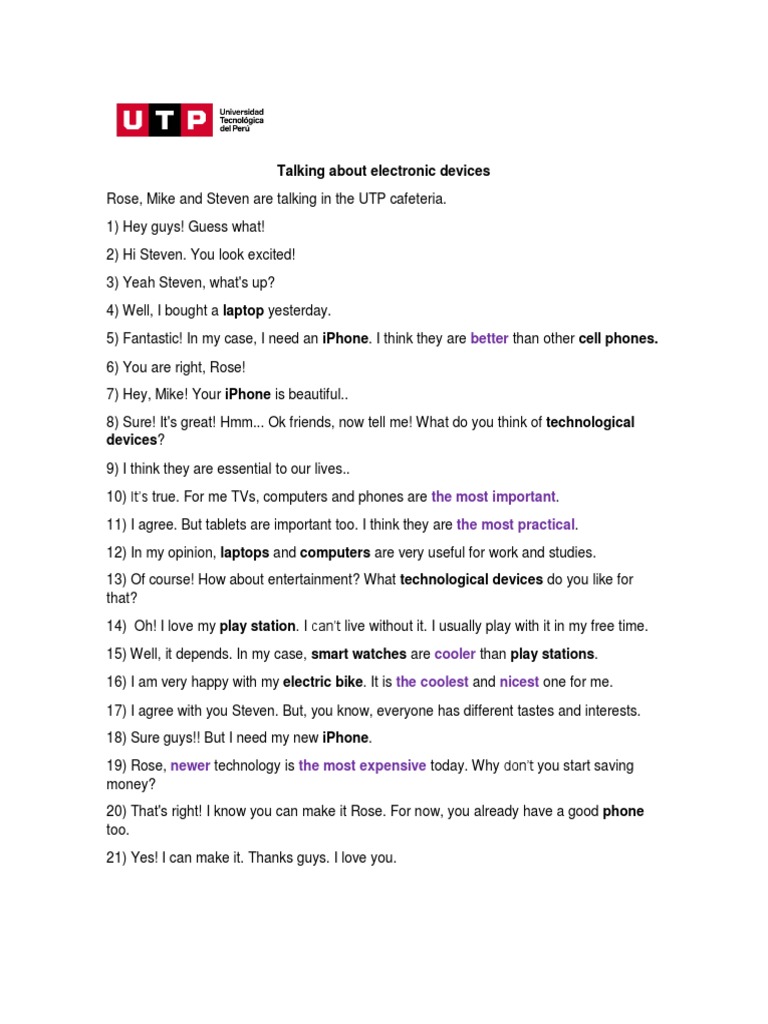 Week 13 - Script - Talking About Electronic Devices | PDF | Technology ...