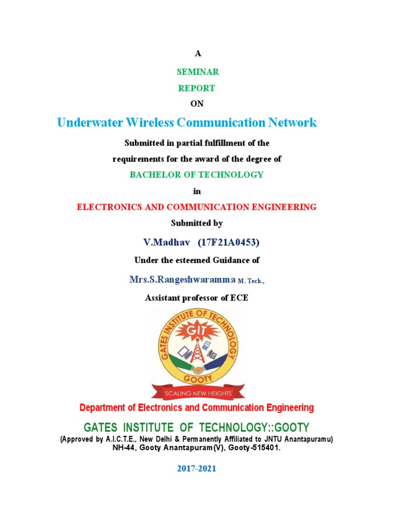 Underwater Wireless Communication Network: Gates Institute of ...