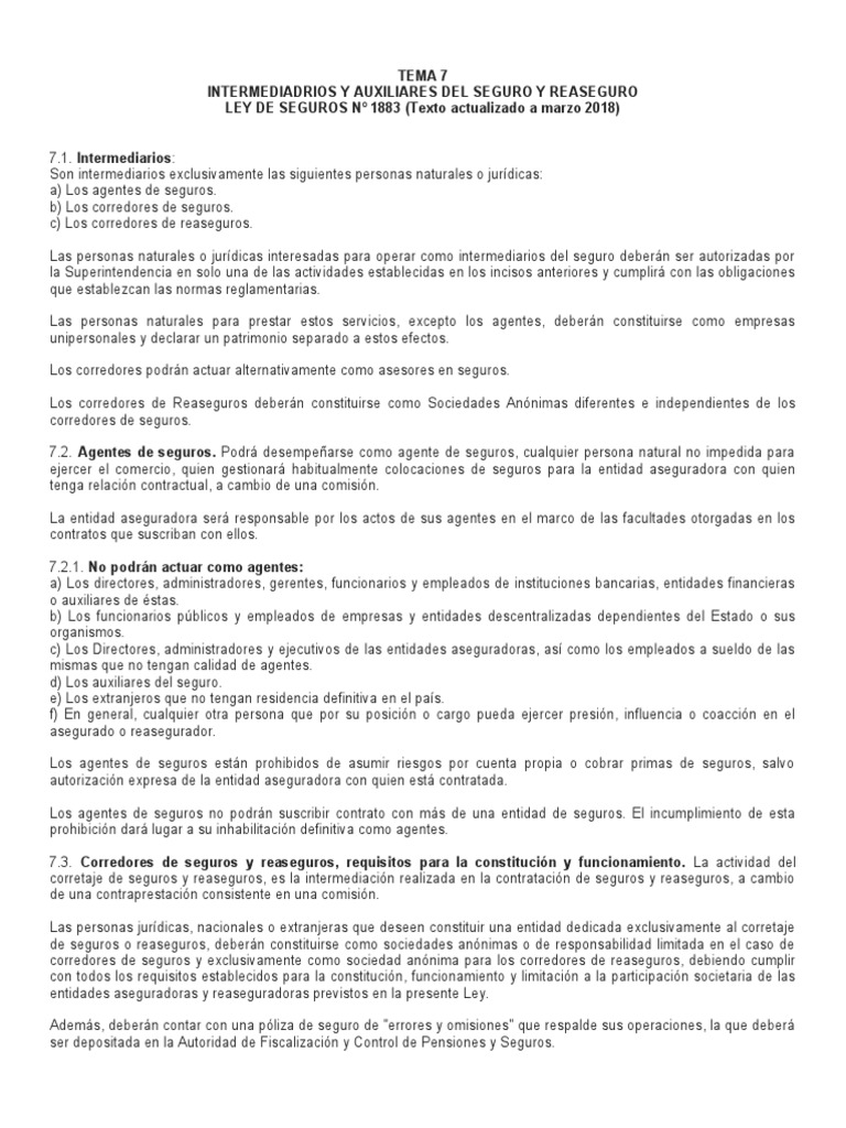 Intermediarios y Auxilixares Del Seguro y Reaseguro | PDF | Póliza de seguros | Reaseguro
