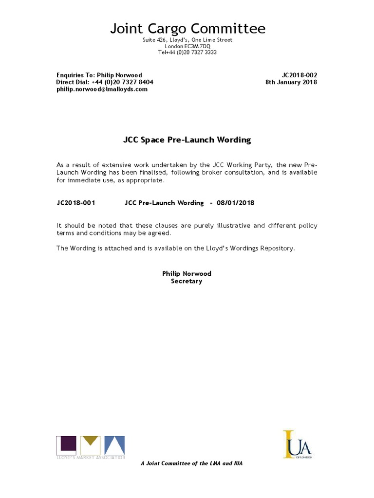 JCC Space Pre-Launch Wording 858 | PDF