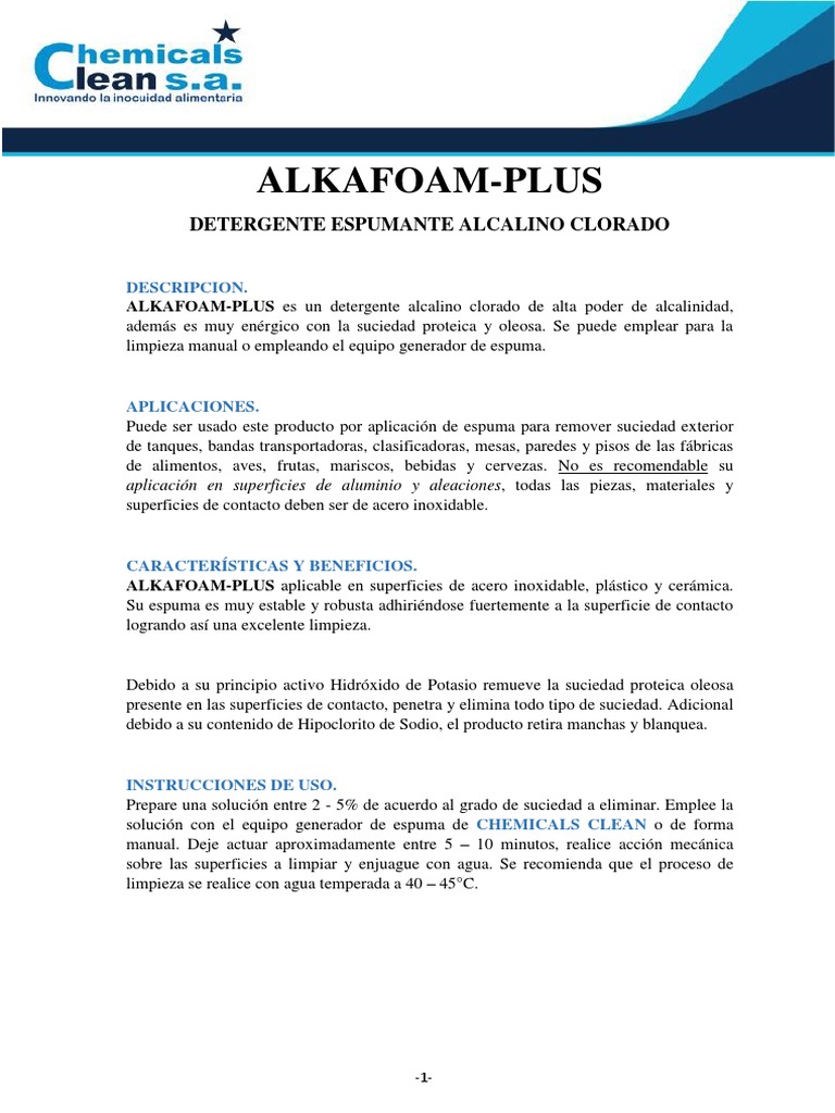 Alkafoam Plus | PDF | Detergente | Agua