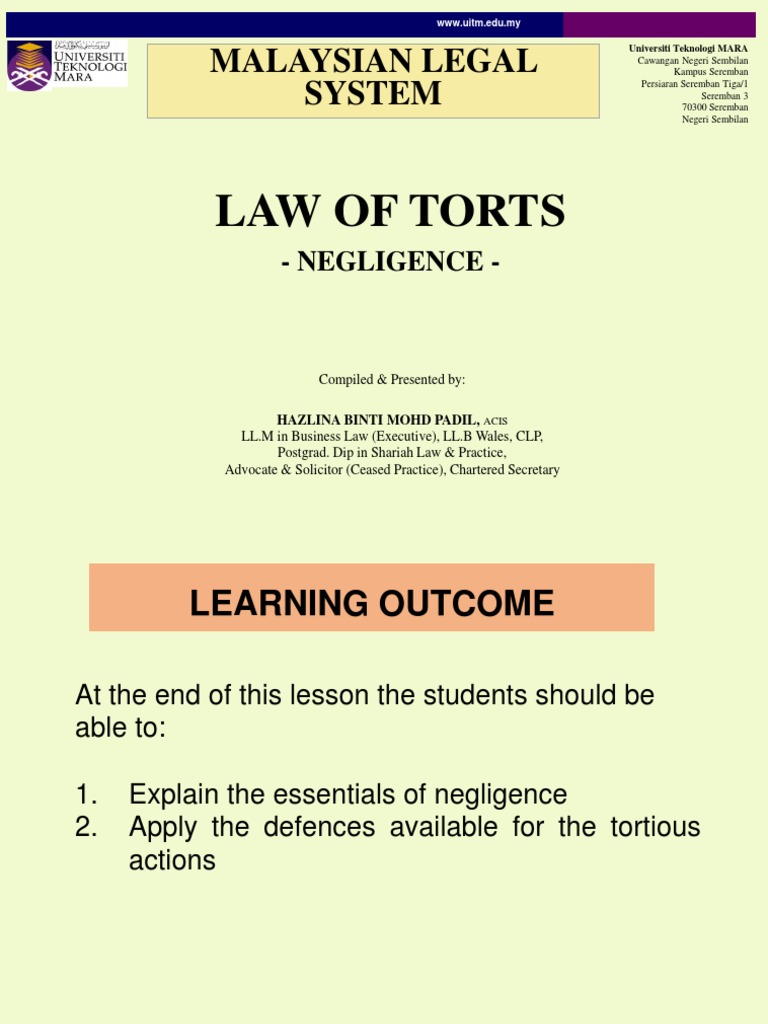 Essentials of Negligence in Tort Law | PDF | Negligence | Duty Of Care