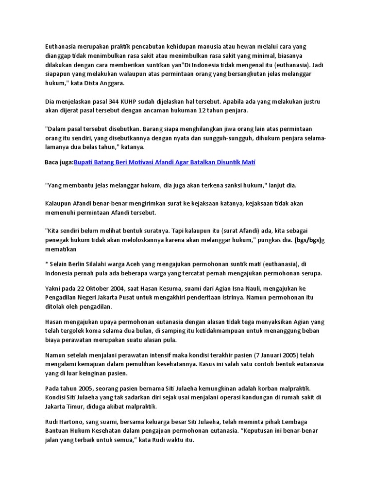 Kasus Euthanasia | PDF | Ilmu Sosial | Pengembangan Diri