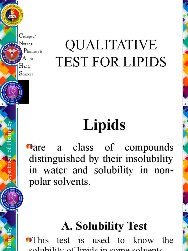 Qualitative Tests for Lipids Overview | PDF | Emulsion | Solubility