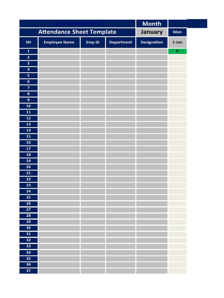 January Employee Attendance Sheet | PDF | Business