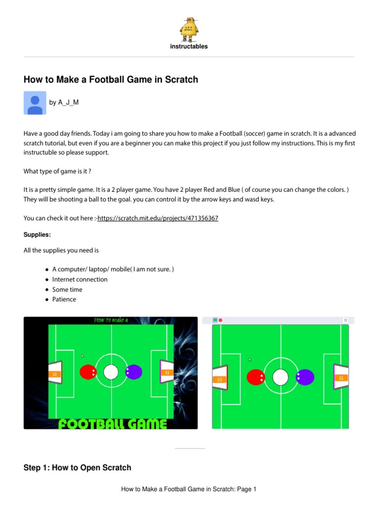 How To Make A Football Game in Scratch: Instructables | Download Free ...