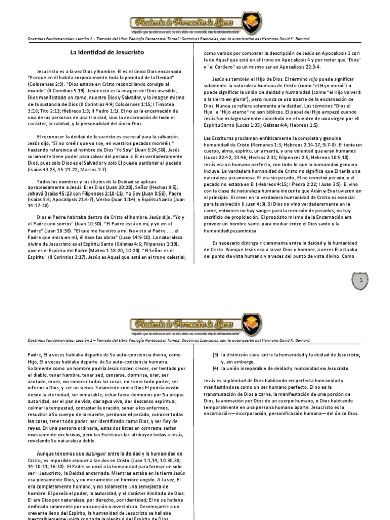Doctrinas Fundamentales - Lección 2 | PDF | Cristo (título) | Dios