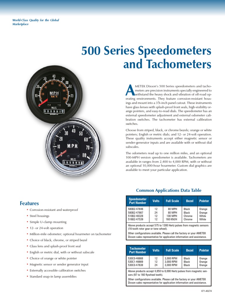 500 Se Ries Speed Om e Ters and Tachometers: Fea Tures | PDF | Tools ...