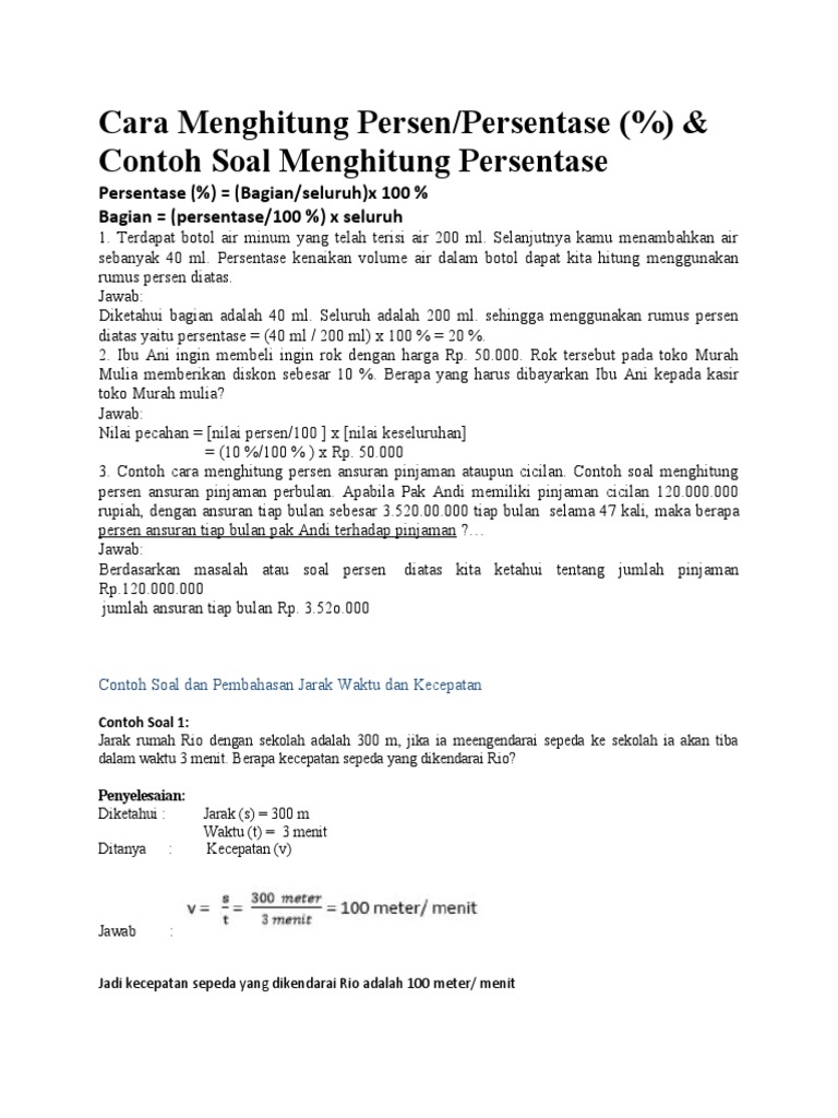 Cara Menghitung Persen | PDF