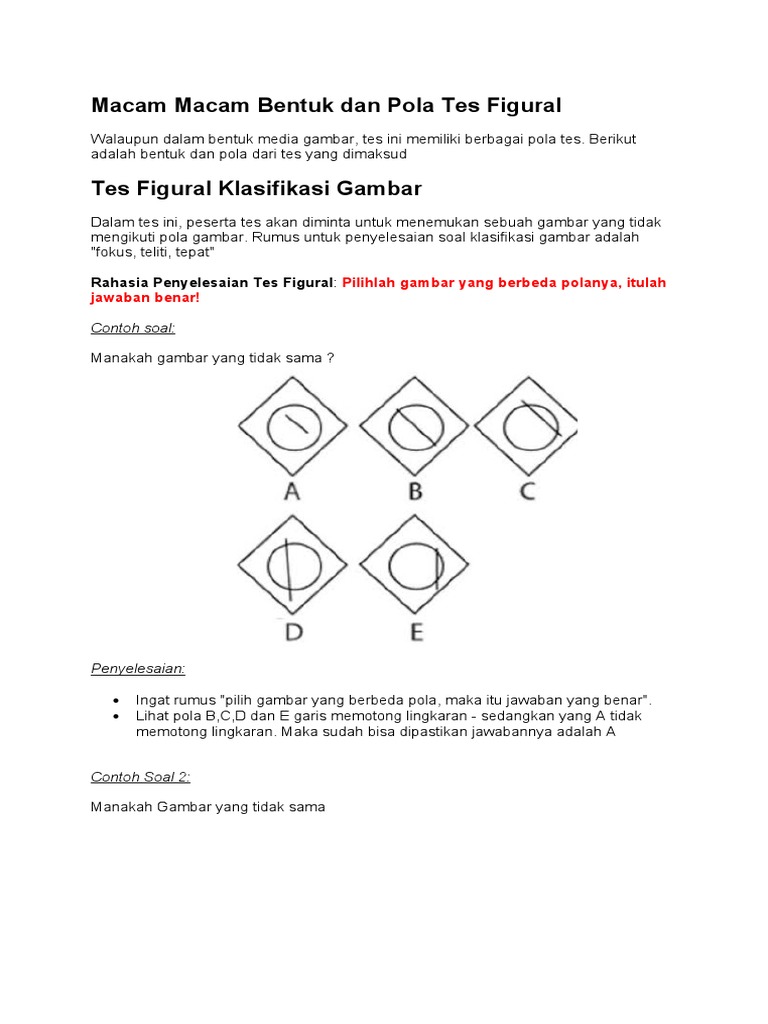 Pola dan Jenis Tes Figural | PDF | Metode & Bahan Ajar