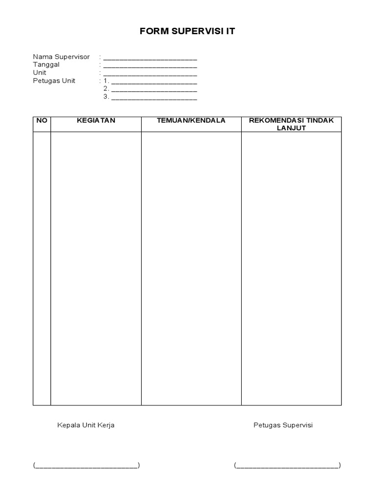 Form Supervisi It | PDF