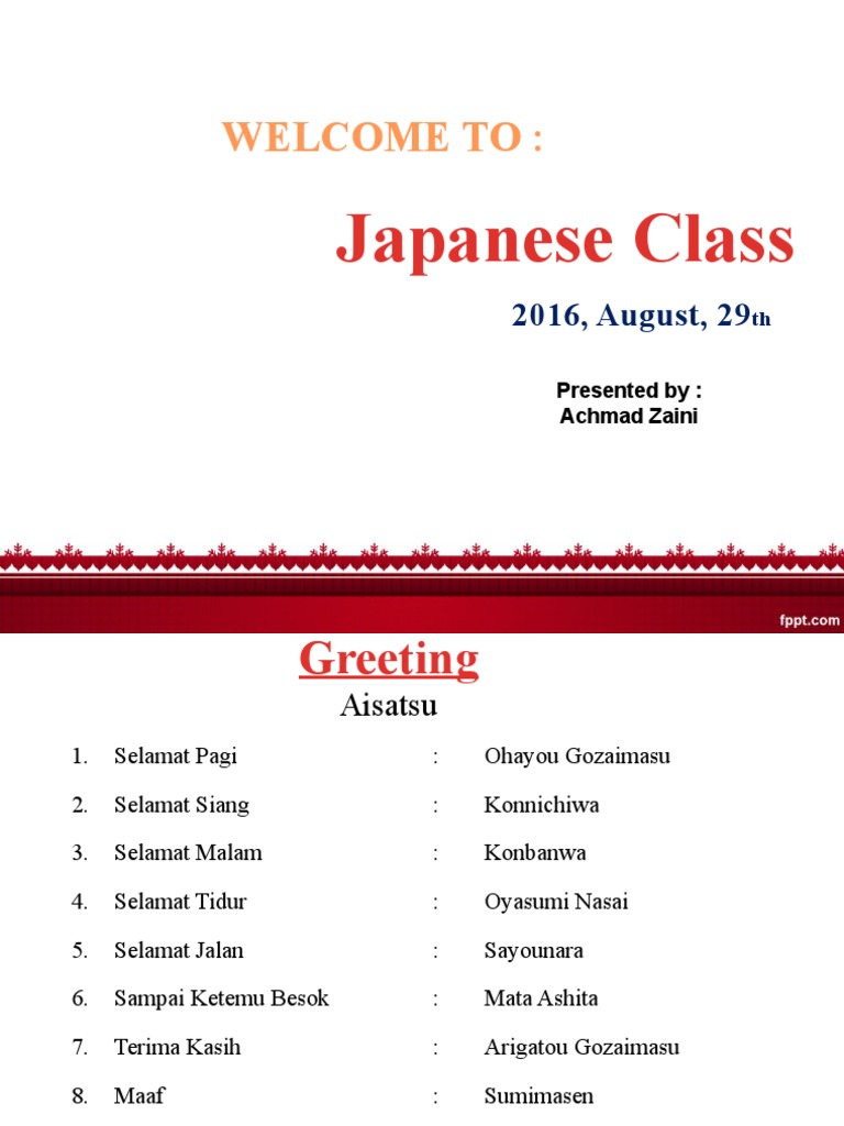 Welcome To:: Japanese Class | PDF | Language Families | Vocabulary