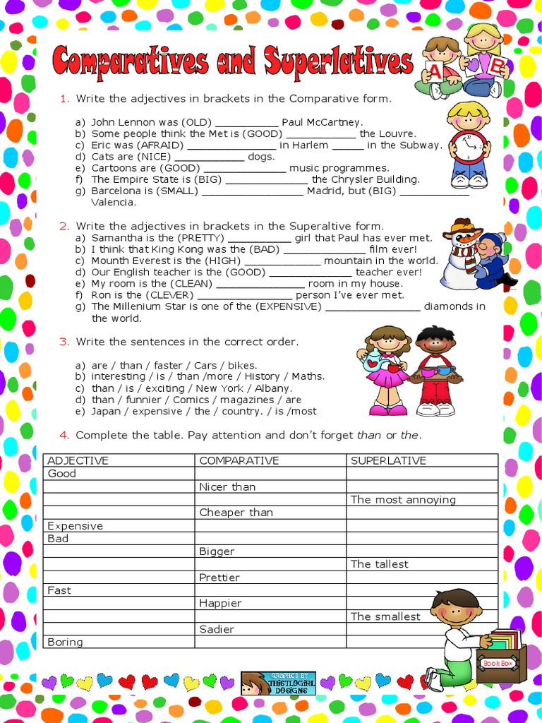 Comparative and Superlative Exercises | PDF