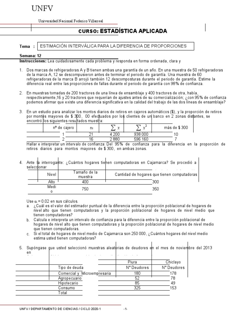 Pract - Dirigida - Diferencia de Proporciones | PDF | Intervalo de confianza | Estimador