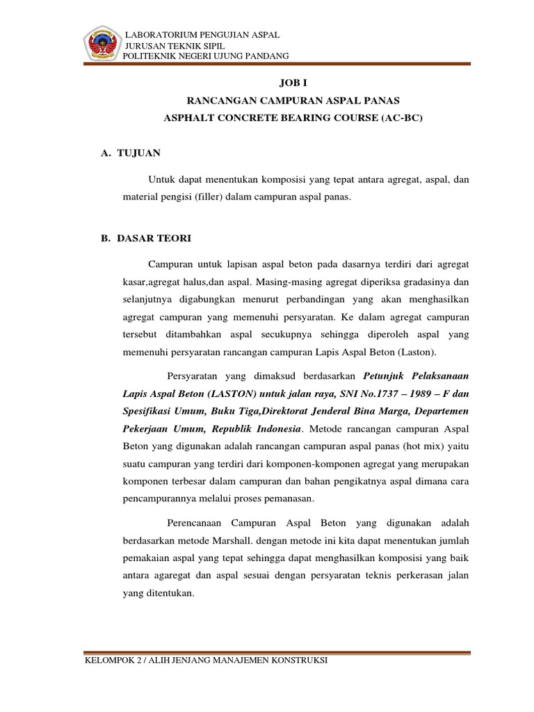 Rancangan Campuran Aspal Panas | PDF