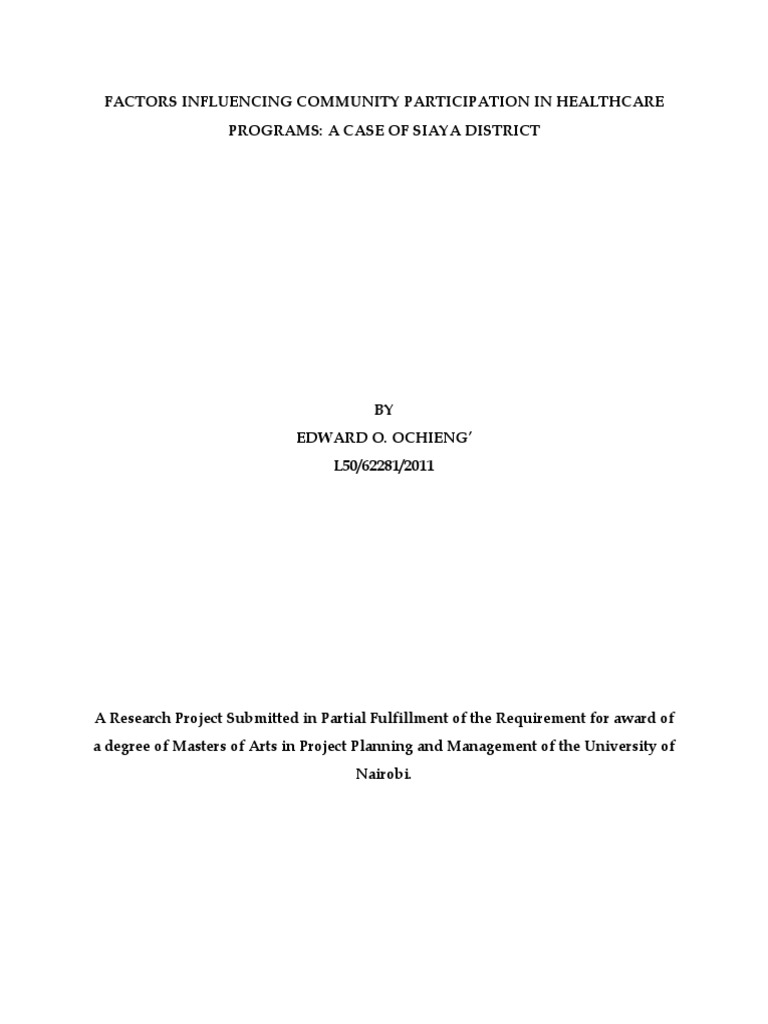 Factors Influencing Community Participation In Healthcare Programs