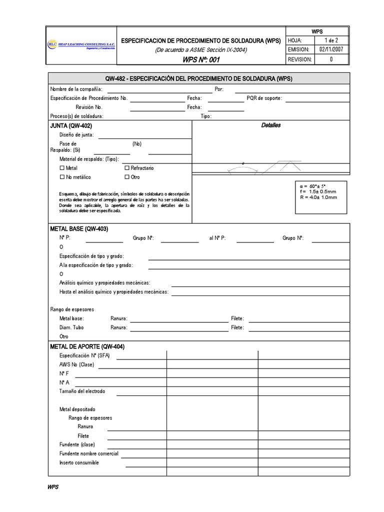 Wps - Gtaw Blanco | PDF | Soldadura | Construcción