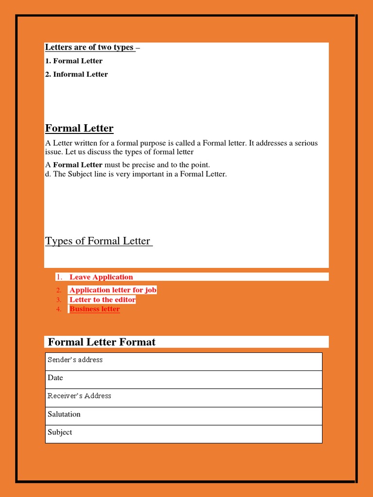 Formal Letter Class 4 | PDF