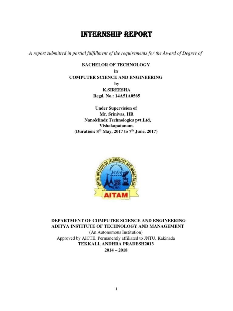 Internship-Report-sample Format | PDF | Active Server Pages | Sql