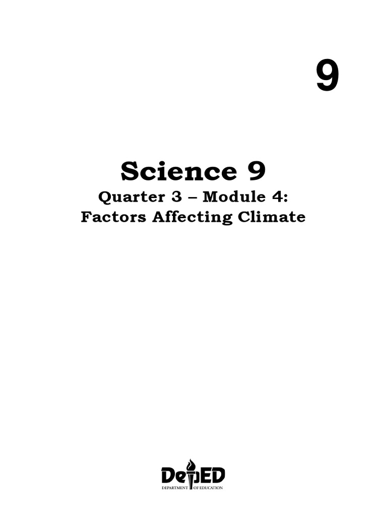Science 9: Quarter 3 - Module 4: Factors Affecting Climate | PDF ...