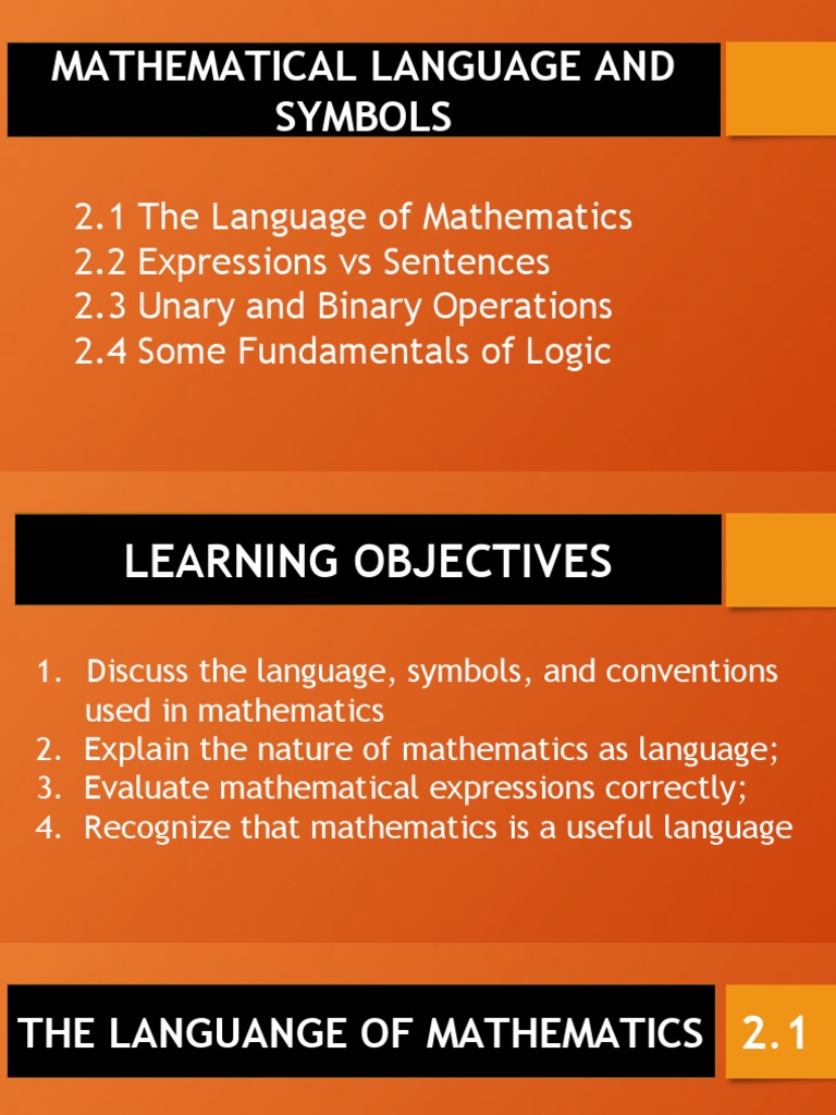 UNIT 2 Mathematical Language and Symbols | PDF | Algebra | Mathematical ...