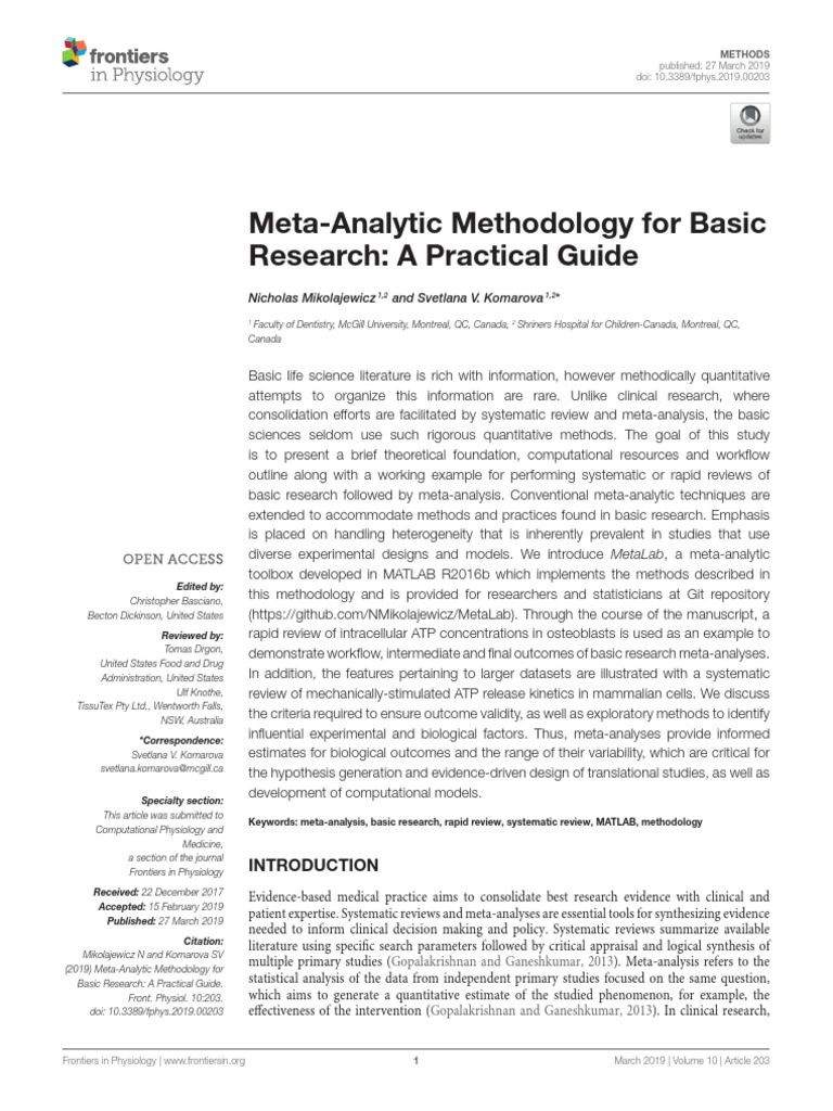 Meta-Analytic Methodology For Basic Research: A Practical Guide | PDF | Meta Analysis ...