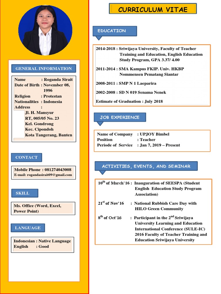 CV Roganda Sirait | PDF