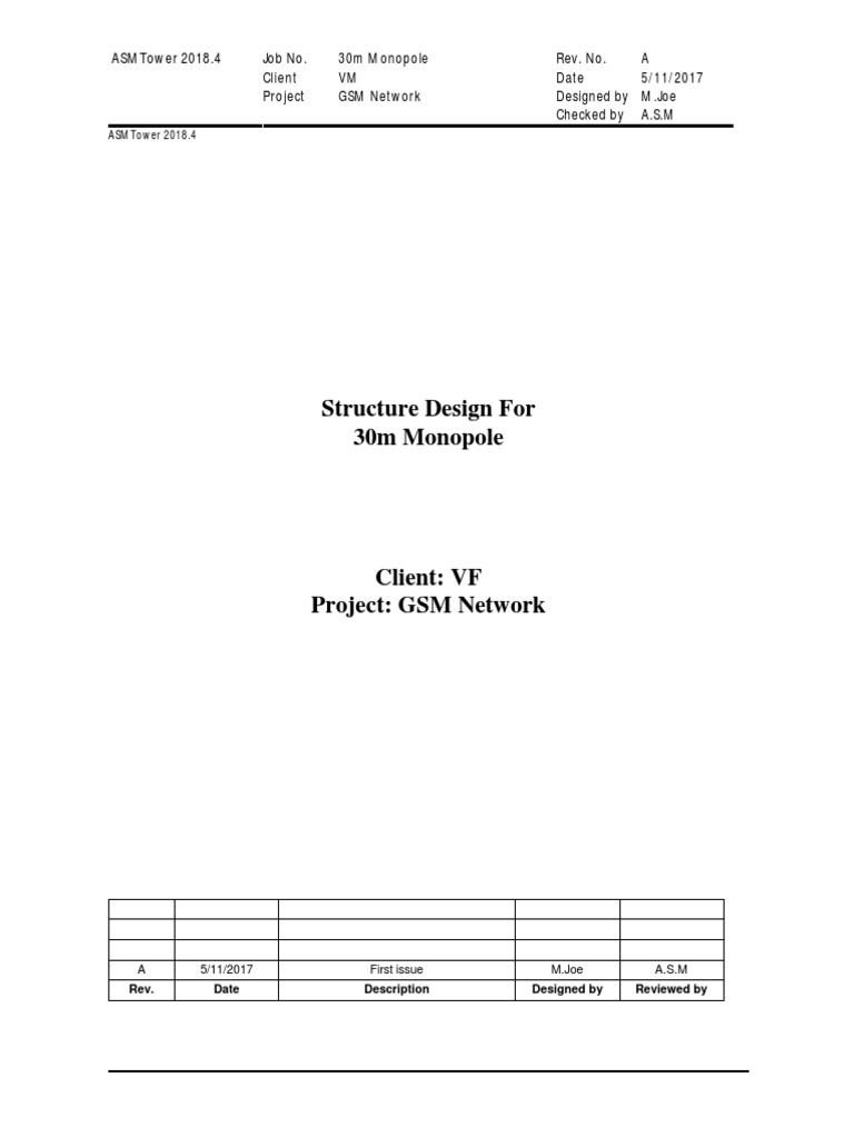 Structure Design For 30m Monopole | PDF | Wireless | Telecommunications ...
