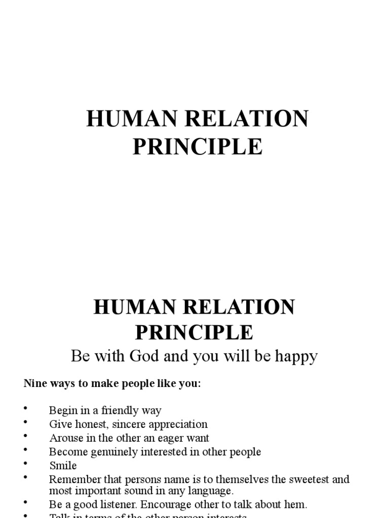 Human Relation Principle | PDF
