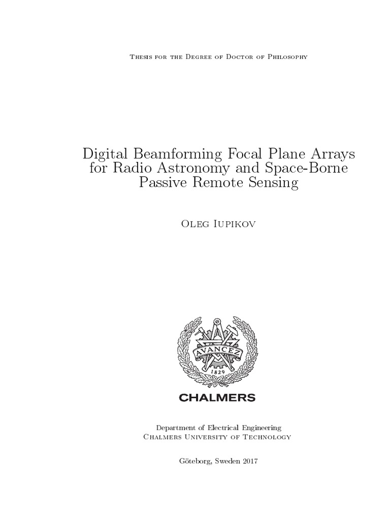 Digital Beamforming Focal Plane Arrays For Radio Astronomy and Space-Borne Passive Remote ...