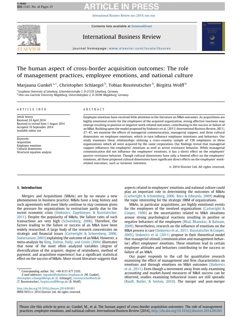 International Business Review: Marjaana Gunkel, Christopher Schlaegel ...