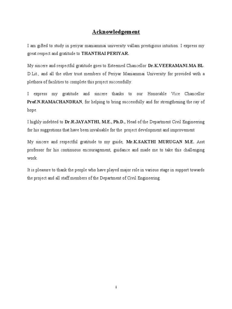 Acknowledgement: Prof.N.RAMACHANDRAN, For Helping To Bring Successfully ...