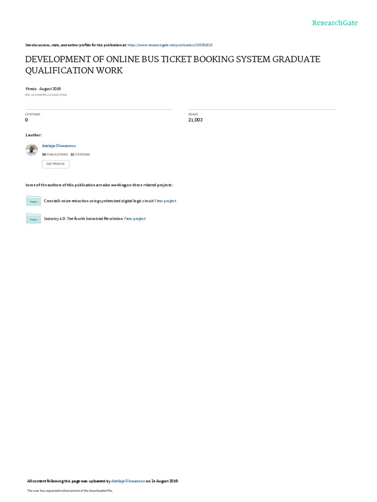 Development of Online Bus Ticket Booking System Graduate Qualification Work | PDF | Databases ...