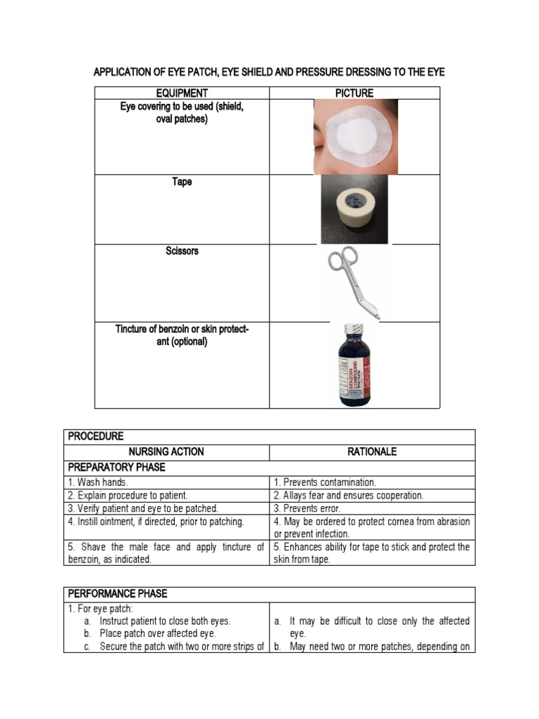 Application of Eye Patch, Eye Shield and Pressure Dressing To The Eye ...