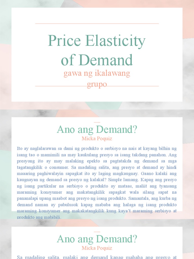 Price Elasticity of Demand | PDF