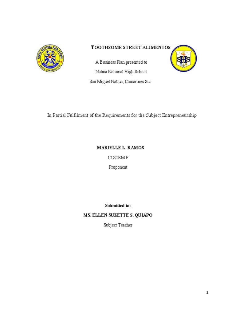Entrep Business Plan | PDF | Foods | Sales