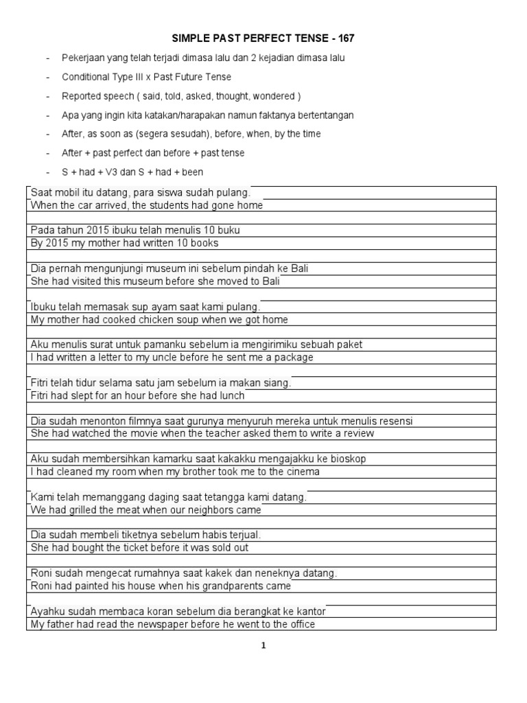 Simple Past Perfect Tense | PDF | Linguistics