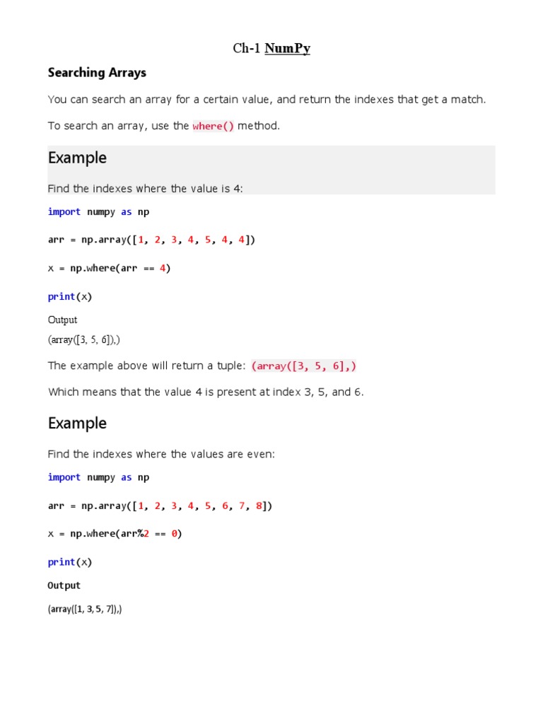 ch-1 Numpy - 3rd - Day | PDF | Array Data Type | Array Data Structure