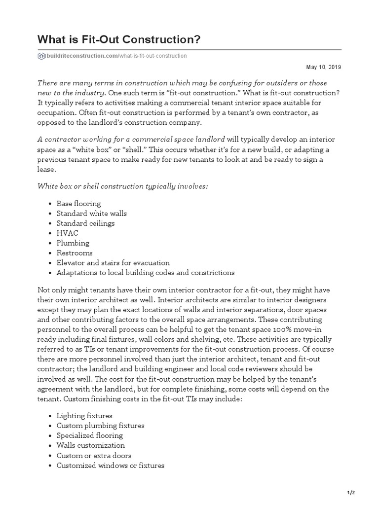 What Is Fit-Out Construction | PDF | Landlord | Architect