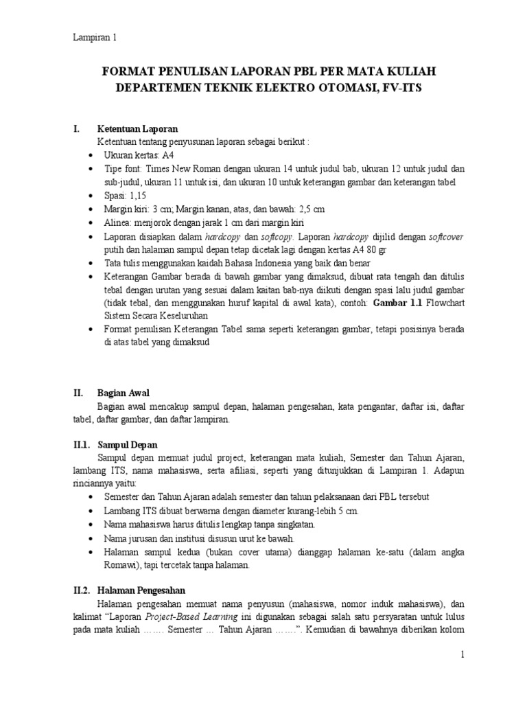 Format Laporan PBL Mahasiswa Teknik | PDF