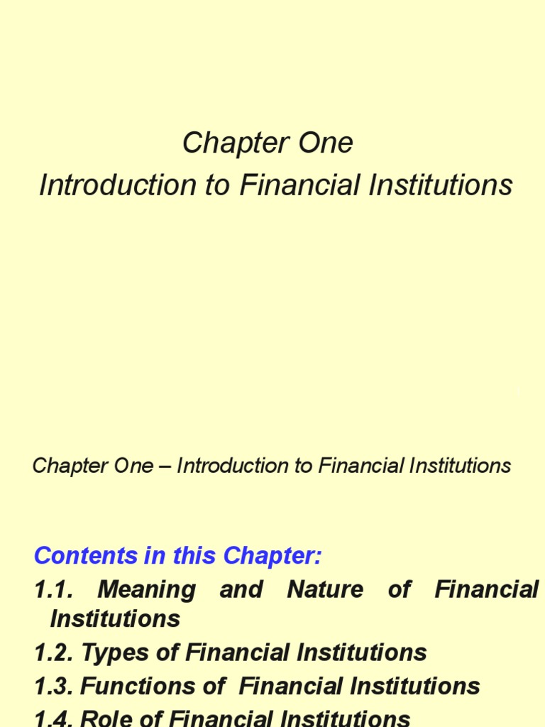 Ch. 1 Introduction To Financial Institutions | PDF | Securities ...