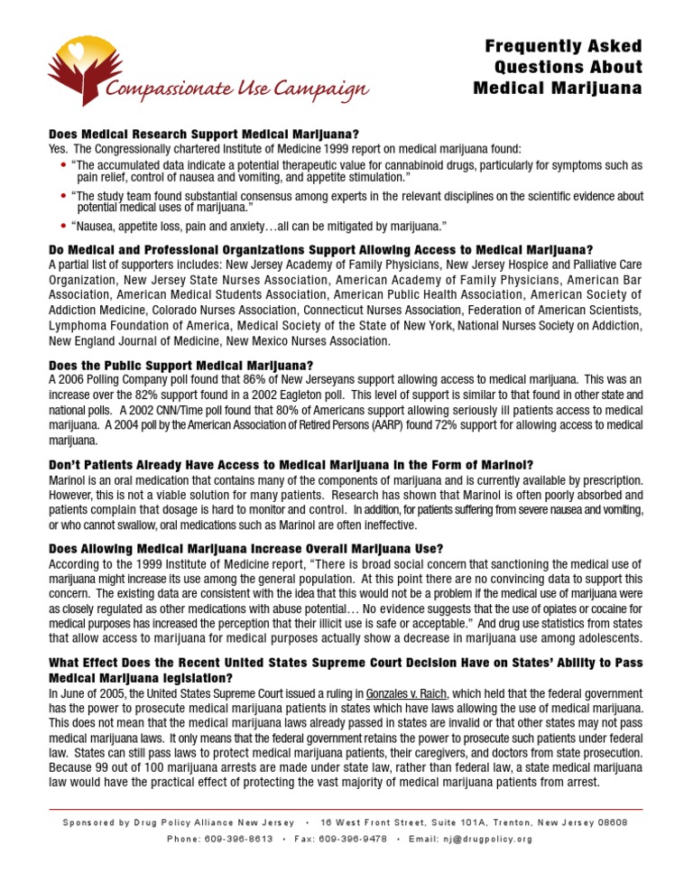 NJMedMJ FAQ | PDF | Medical Cannabis | Palliative Care