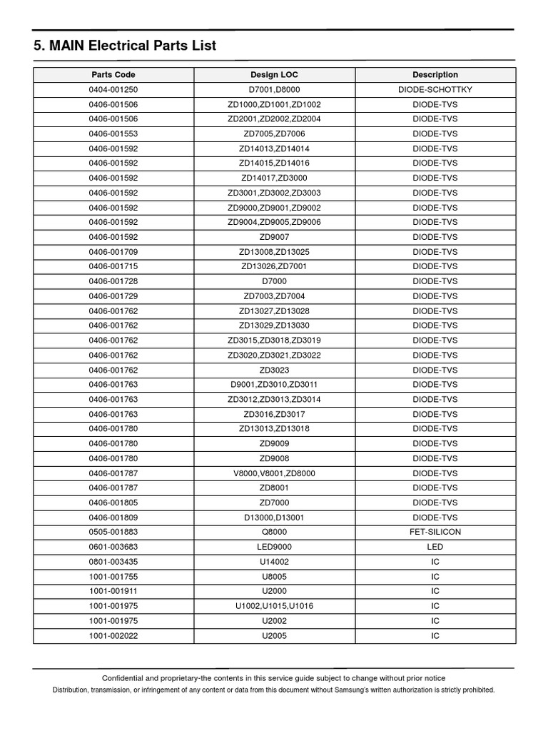 Electrical Part List | PDF
